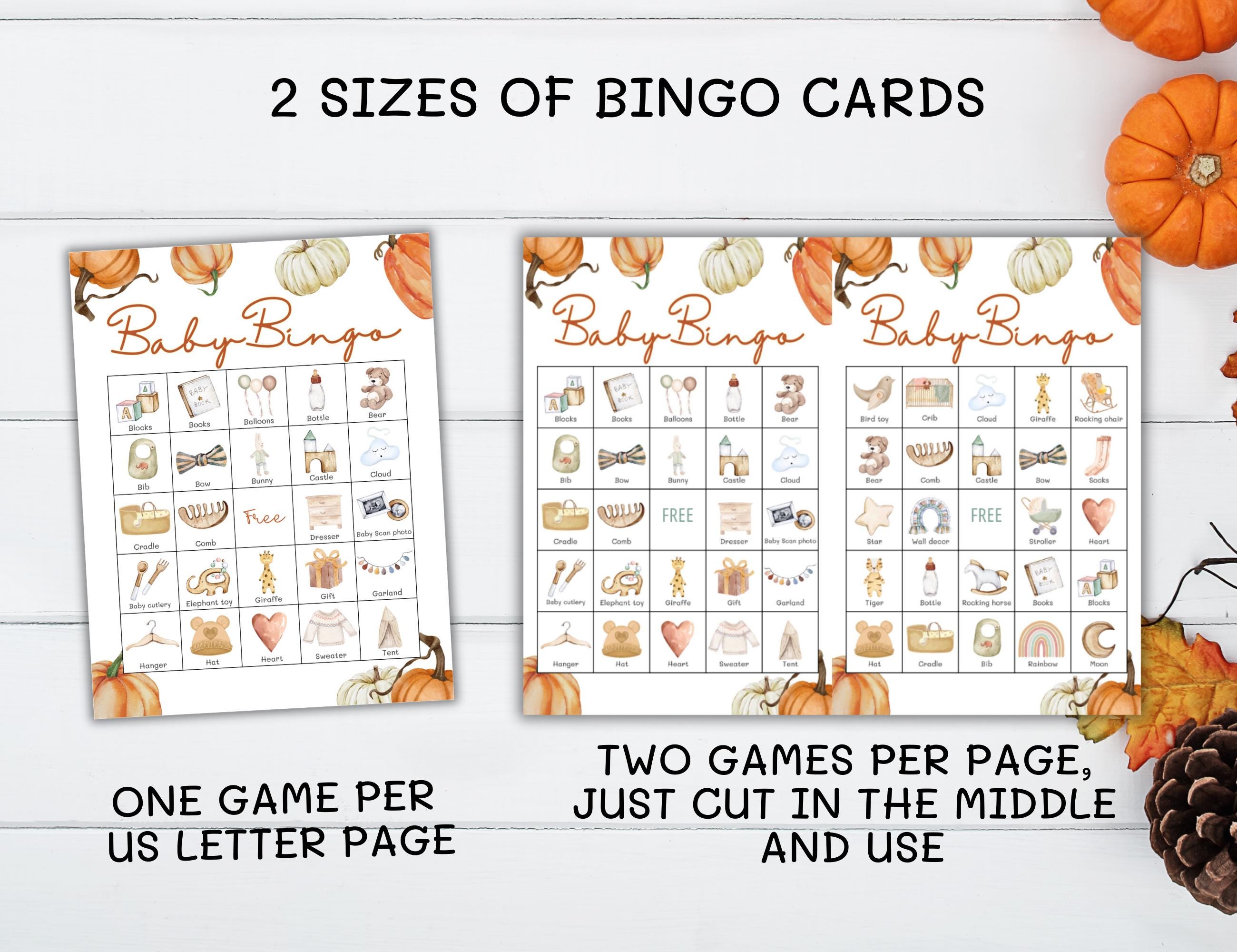 Pumpkin Baby Bingo, Fall Baby Shower Bingo Cards 100, Fall Baby Shower ...