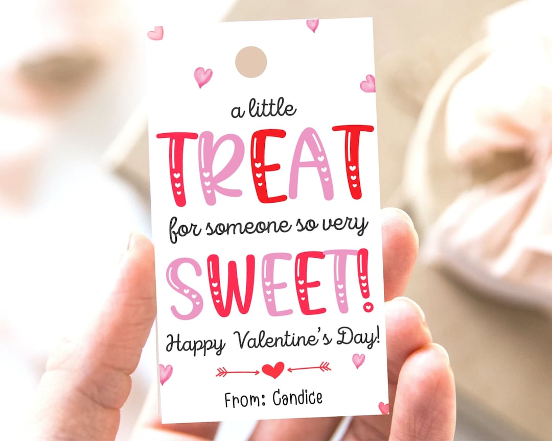 Valentines Day Tag Sweet Treat, Kids Valentine Treat Bag Tag, Teacher ...