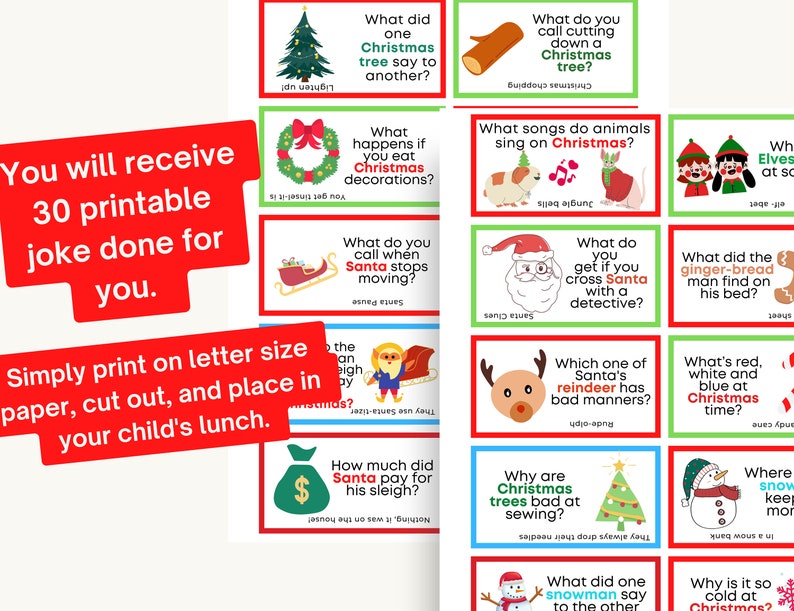 Printable Christmas Lunchbox Jokes, December Christmas Lunch Box Notes ...