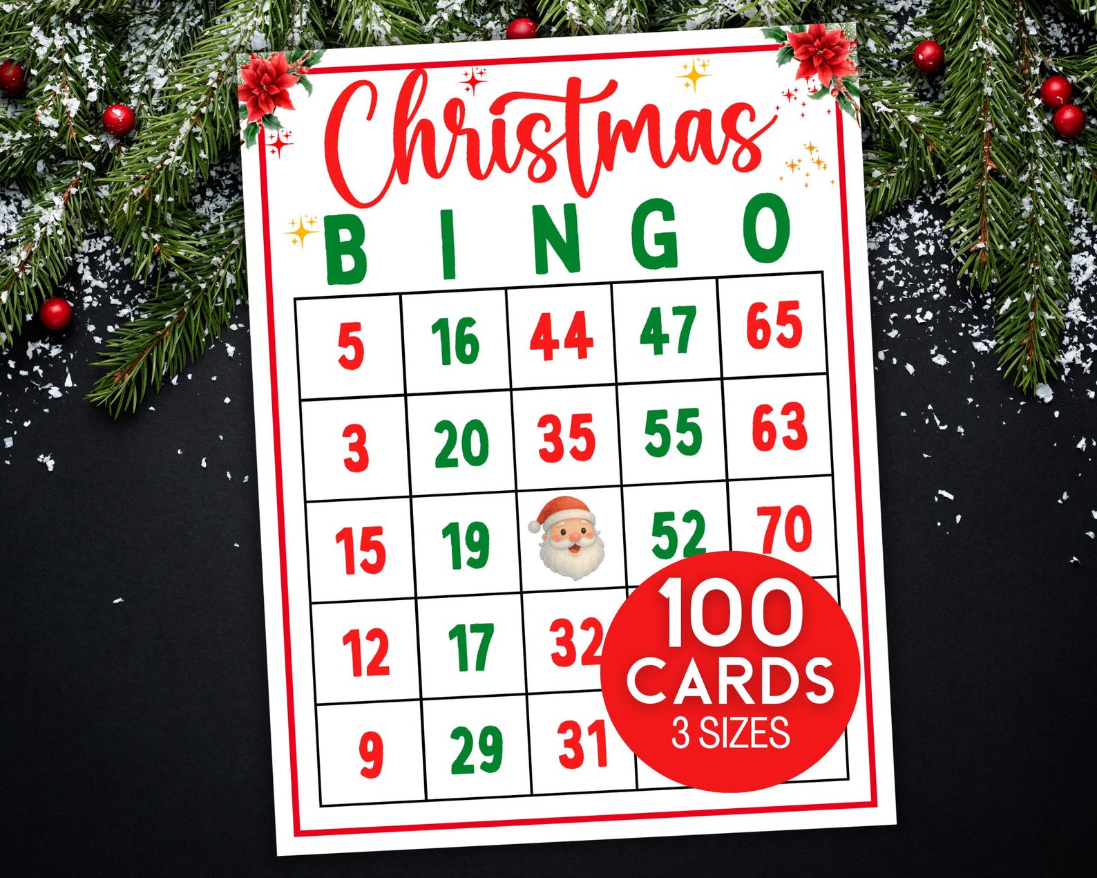 200 Christmas Bingo Cards, Printable Christmas Number Bingo for Adults ...