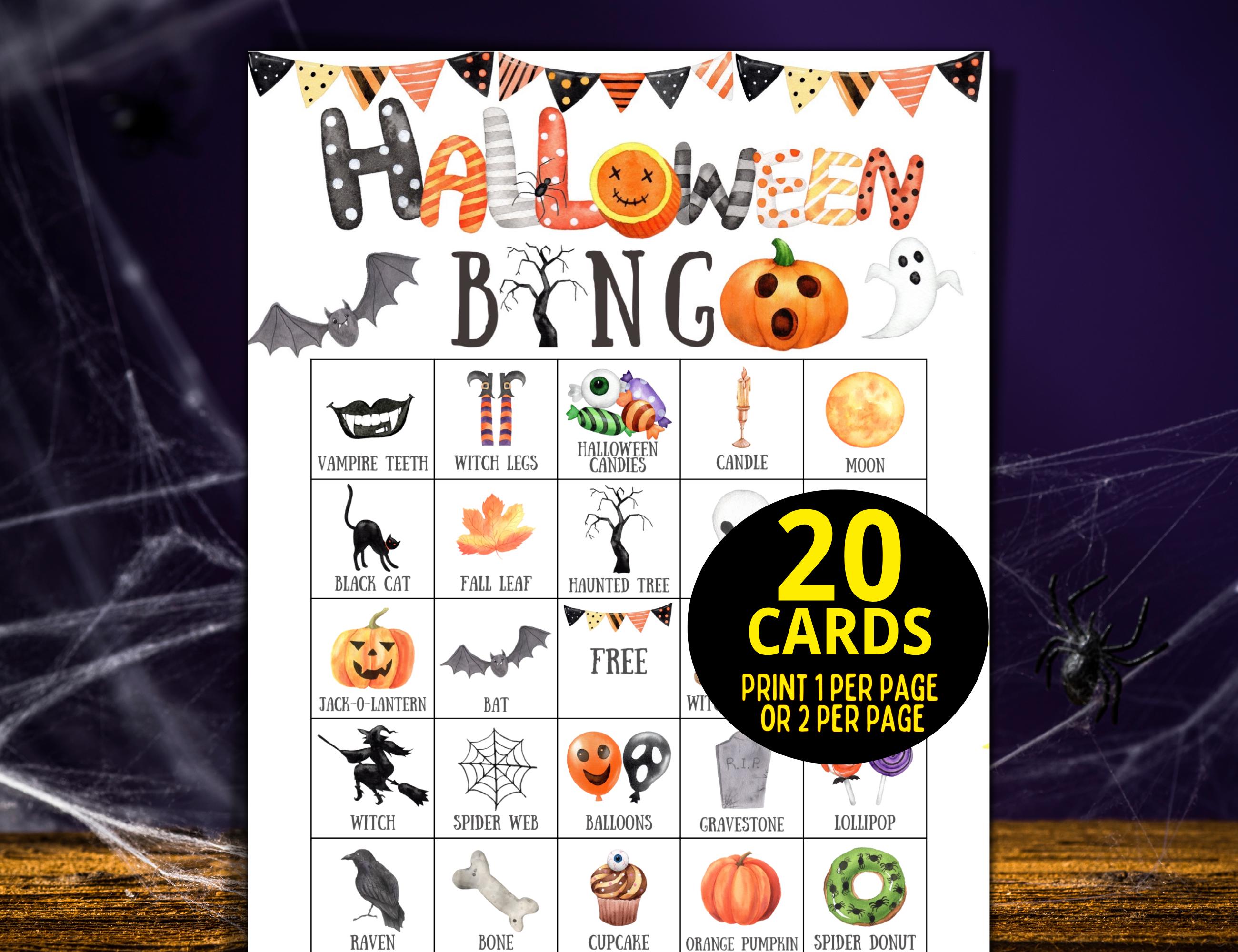 Halloween Bingo Game for Kids Halloween Party, 20 Printable Halloween ...