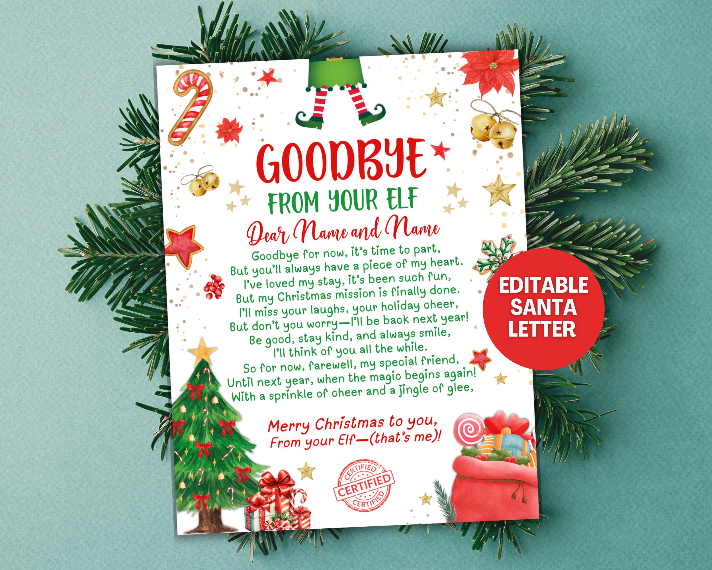 Elf Goodbye Letter, Editable Elf Departure Letter, Christmas Elf ...