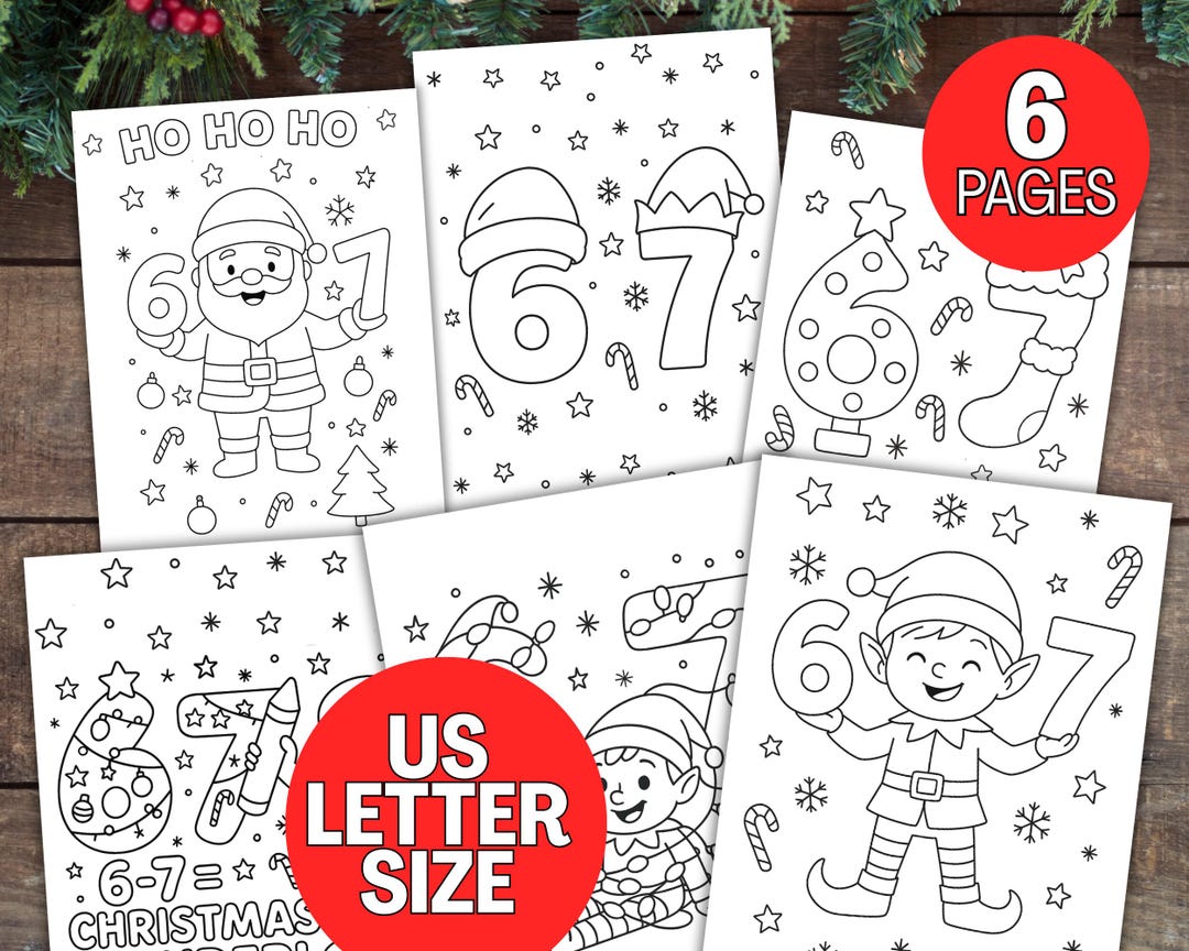 6 7 Christmas Coloring Pages, Six Seven Viral Meme 6 7 Coloring Sheet ...