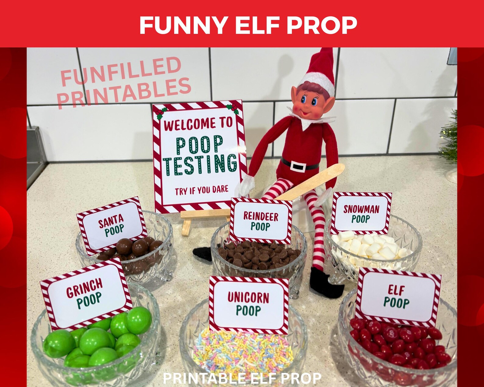 Funny Printable Elf Props, Funny Elf Scene, Christmas Elf Props, Easy ...