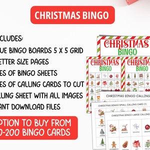 200 Christmas Bingo Cards, Easy Fun Christmas Game Large Group ...