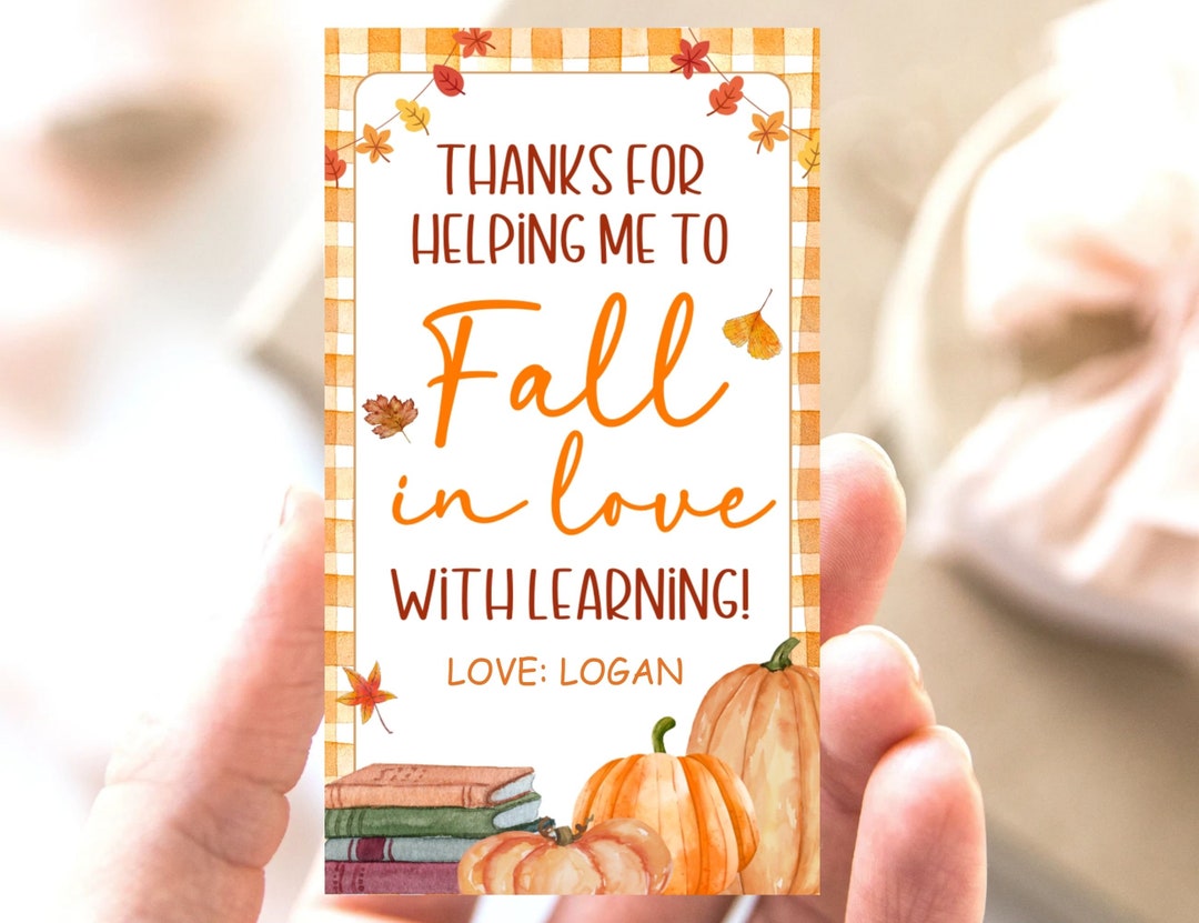 Teacher Thanksgiving Tag, Thank You Teacher Fall Treat Tag ...