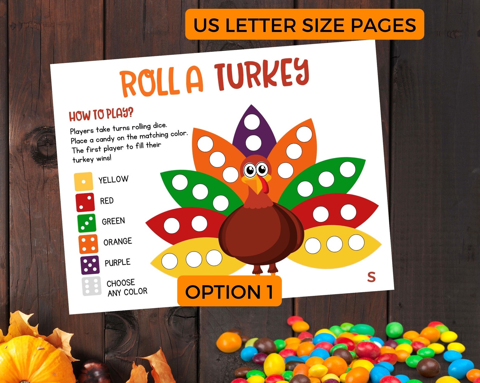 Roll A Turkey Dice Game, Printable Thanksgiving Game for Kids Adult ...