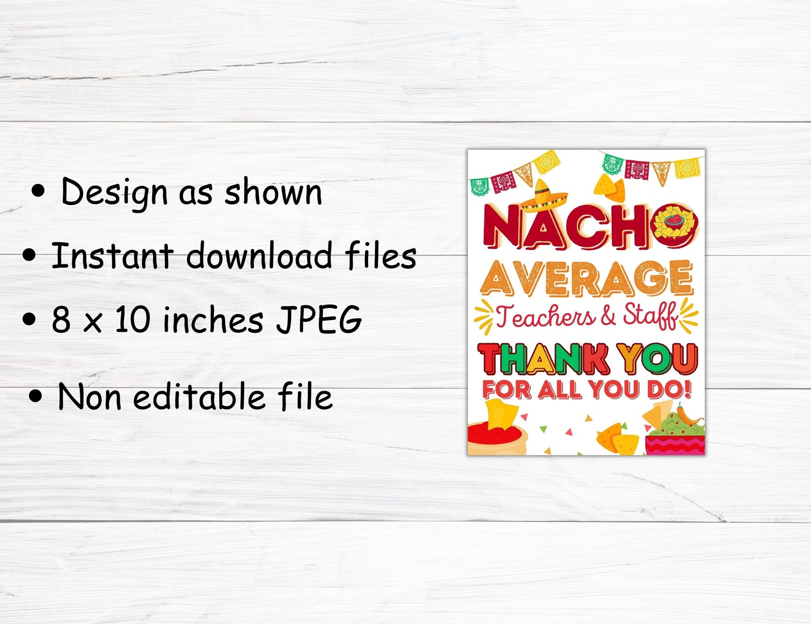 Nacho Appreciation Sign, Mexican Inspired Nacho Bar Printable Sign ...