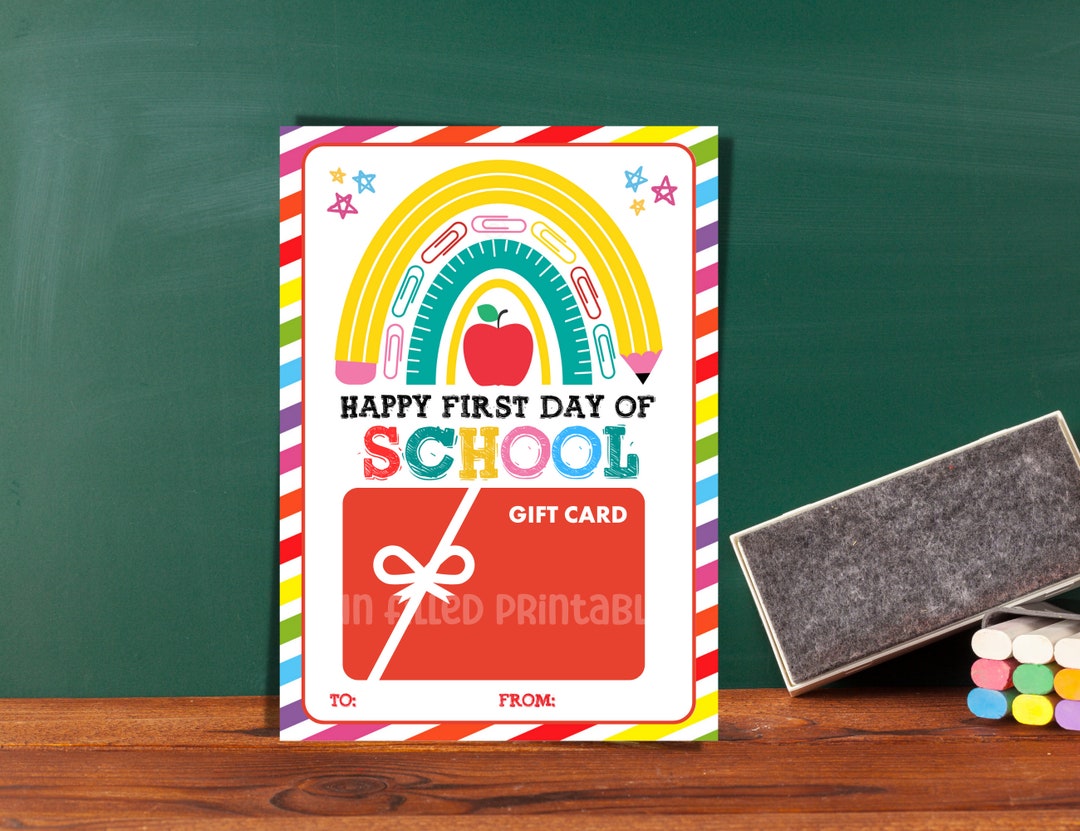 First Day of School Teacher Gift Card Holder Printable, Back to School ...