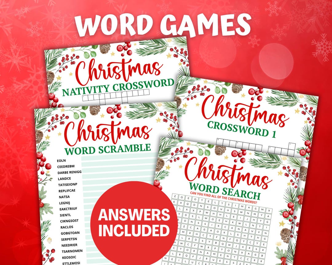 Christmas Word Game Bundle, Word Scramble, Word Search, Christmas ...