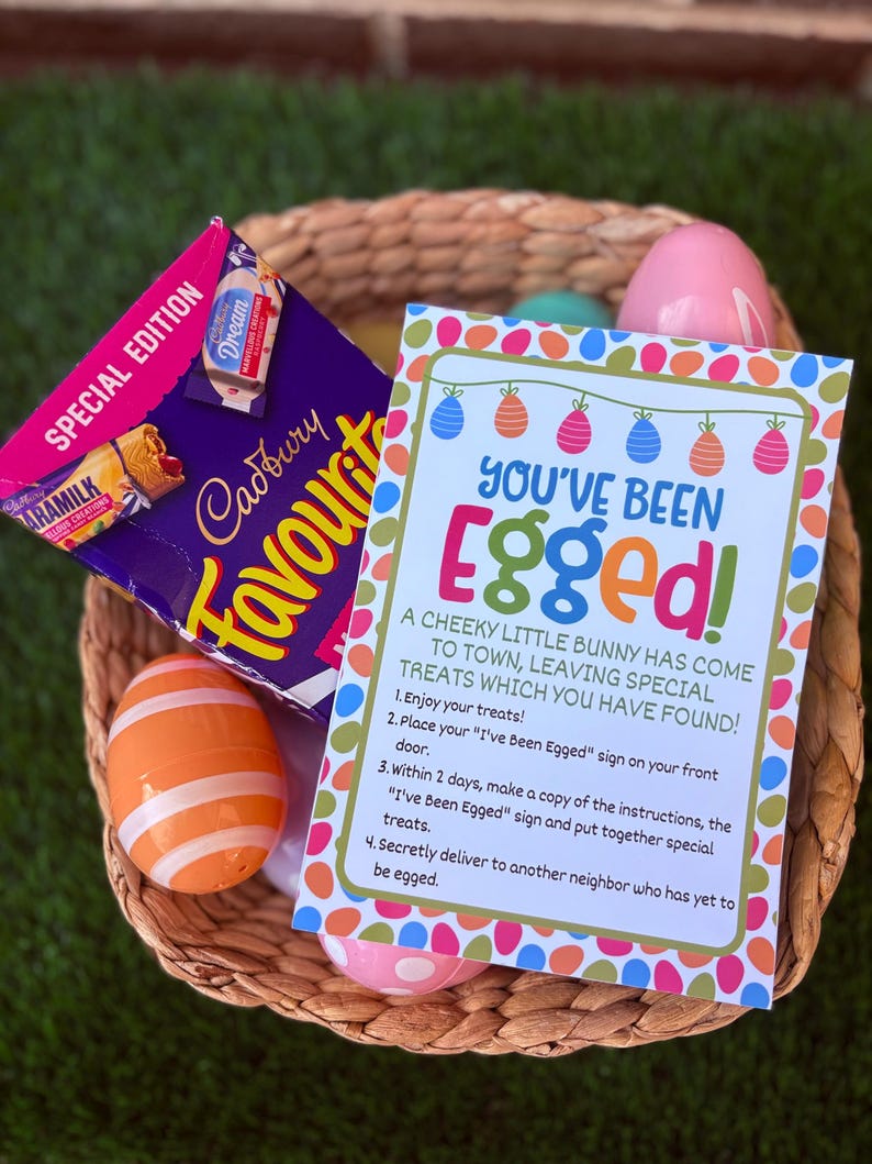 You've Been Egged Sign Printable Easter Neighbors Game Basket Surprise ...