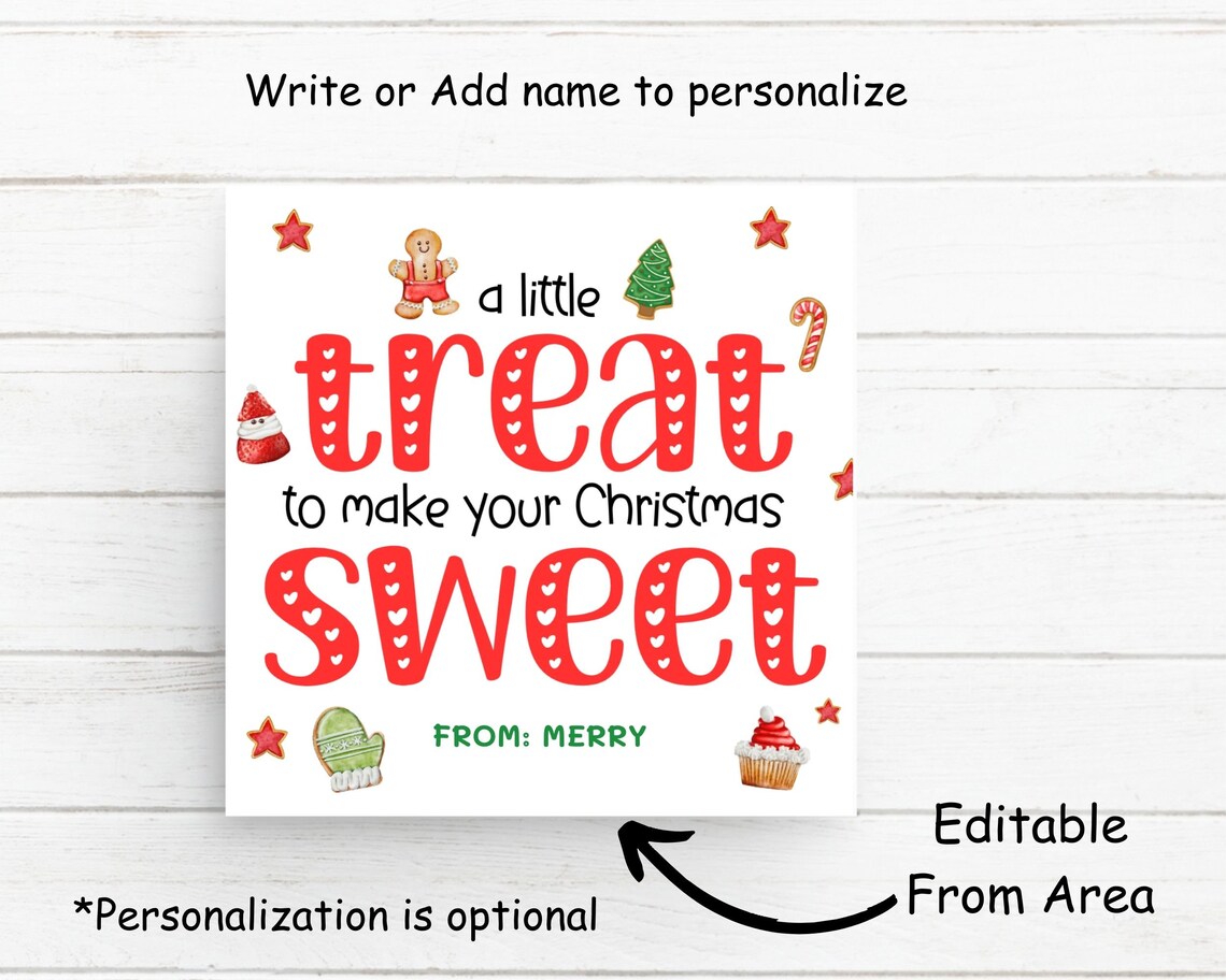 Christmas Treat Tags, Printable Kids Christmas Tags, Goodie Treat Bag ...