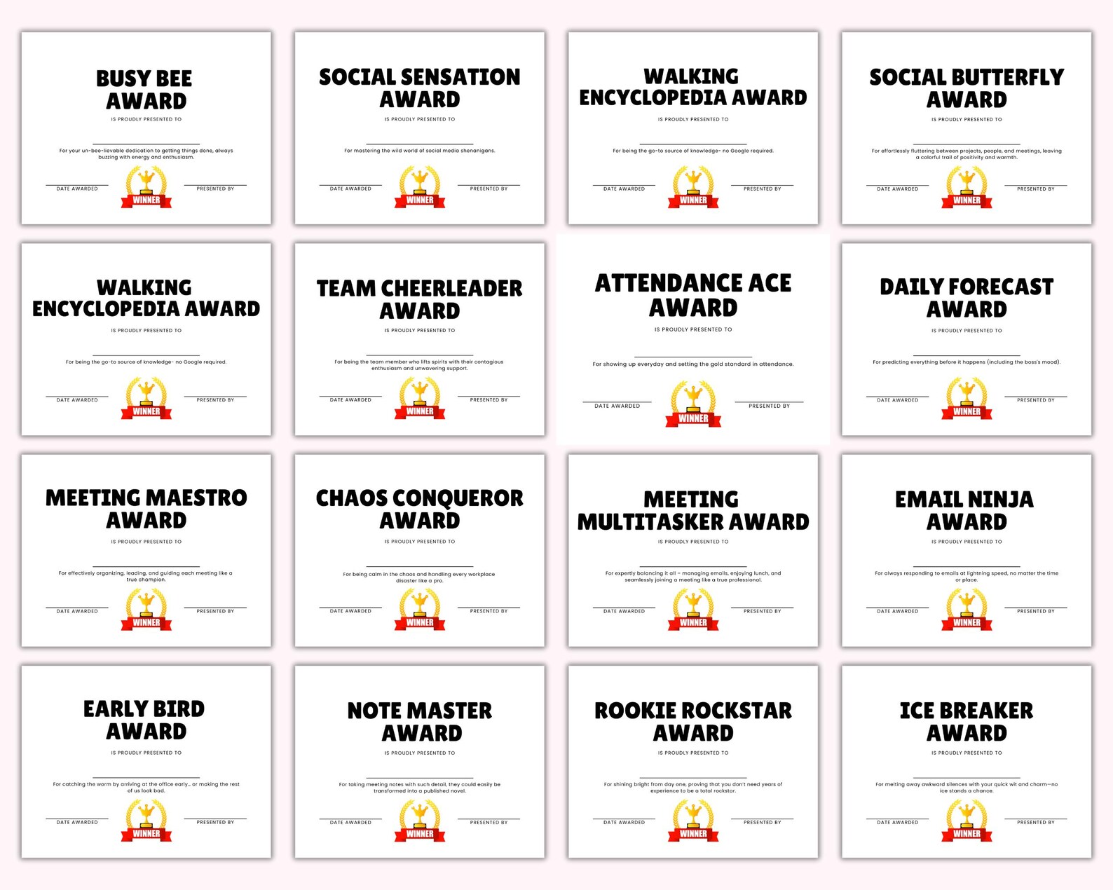 Funny Employee Awards Printable, Staff Employee Appreciation Award ...