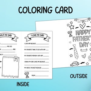 Printable Coloring Happy Father's Day Card, All About Dad Fill in the ...