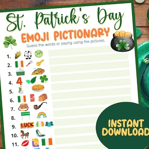 St Patricks Day Emoji Pictionary Game, St Patricks Day Games, St ...
