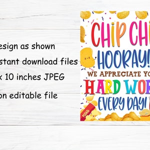 Chips Appreciation Sign Teacher Staff Appreciation Printable, Chip Chip ...