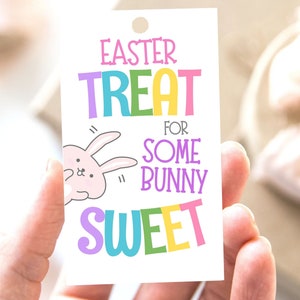 Easter Treat Tags, Printable Easter Bunny Treats Bag Tag, Kids Easter ...