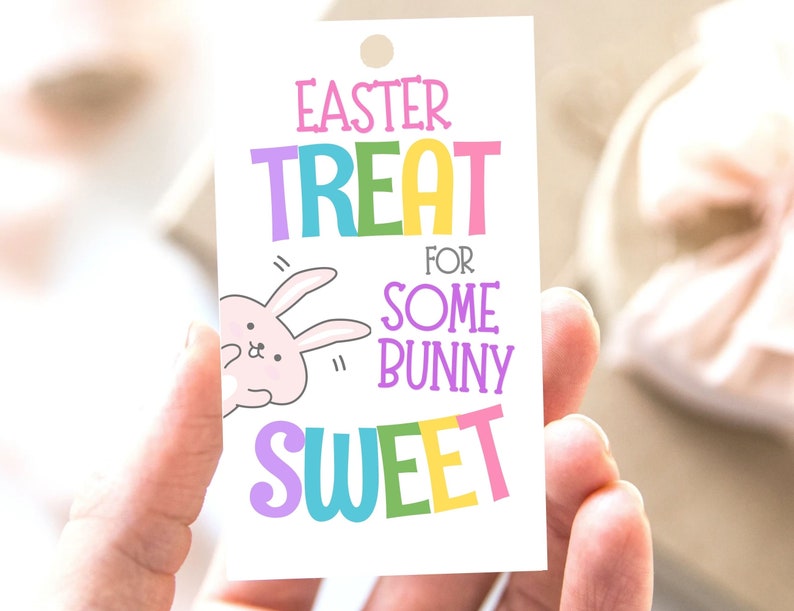 Easter Treat Tags, Printable Easter Bunny Treats Bag Tag, Kids Easter ...