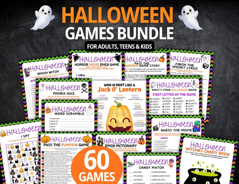 Halloween Games Bundle Printable Halloween Party Games, Fun Halloween ...