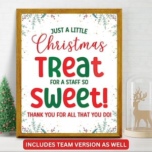 Christmas Thank You Sign, Teacher Team Staff Appreciation Sign, Holiday ...