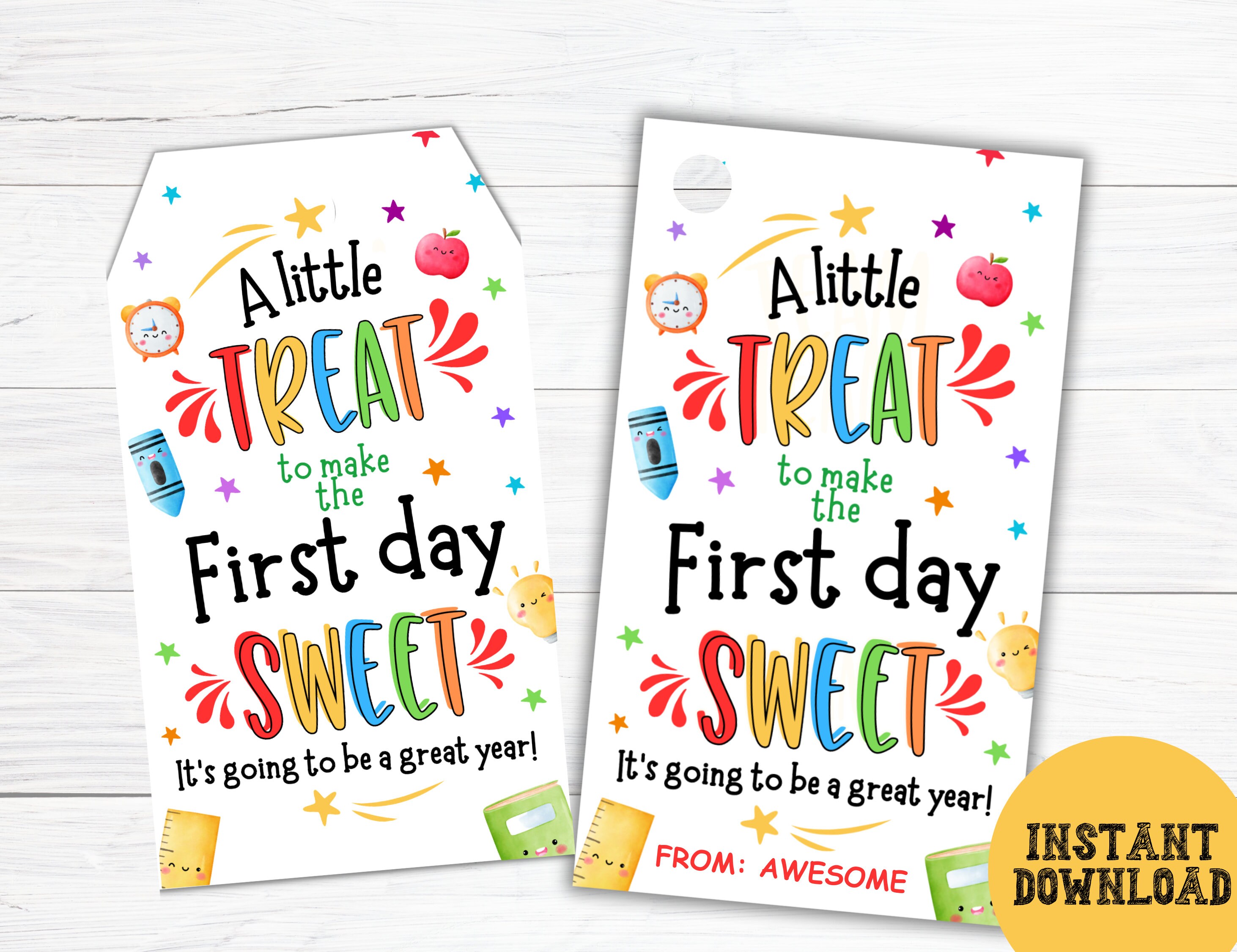 First Day of School Sweet Treat Tag, Teacher Cookie Tag, Welcome Back ...
