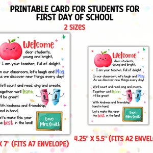 Student Gifts First Day of School Card, Welcome Back to School Card ...