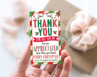 Holiday Appreciation Gift Tags Employee Appreciation Christmas Staff ...