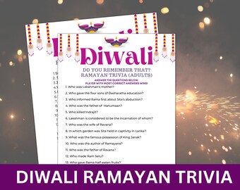 Diwali Games, Diwali Bundle Activity, Diwali Trivia Game, Printable ...
