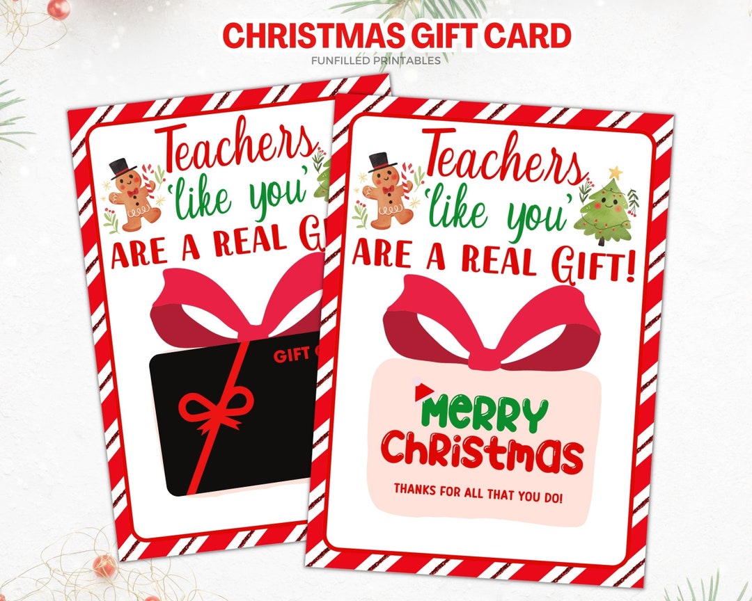 Teacher Christmas Gift Card Holder Printable, Christmas Teacher Gifts ...