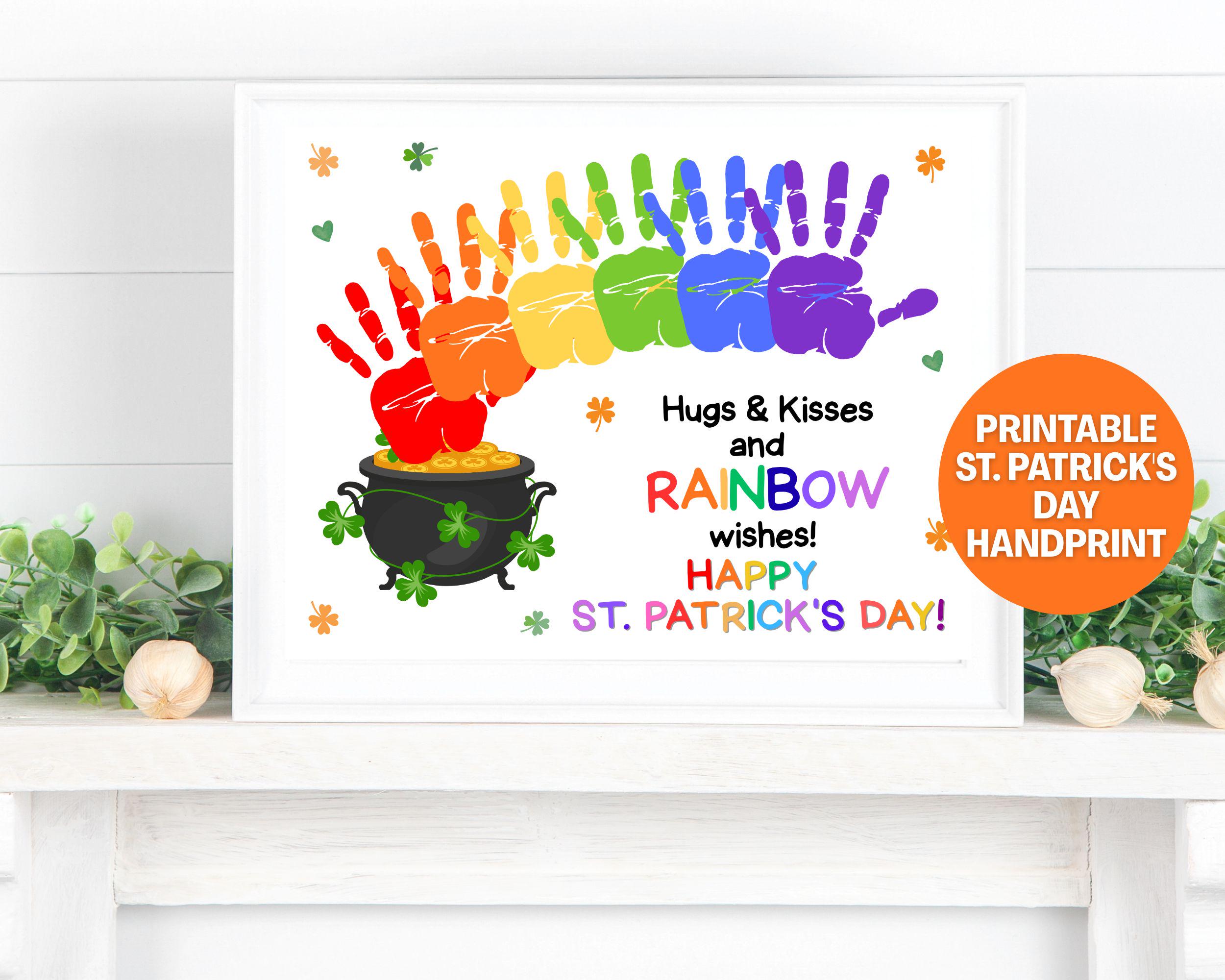 St. Patrick's Day Rainbow Handprint Art, Rainbow Pot of Gold Craft ...