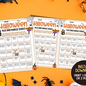 Halloween Find the Guest Icebreaker Bingo Game, Mix and Mingle Bingo ...