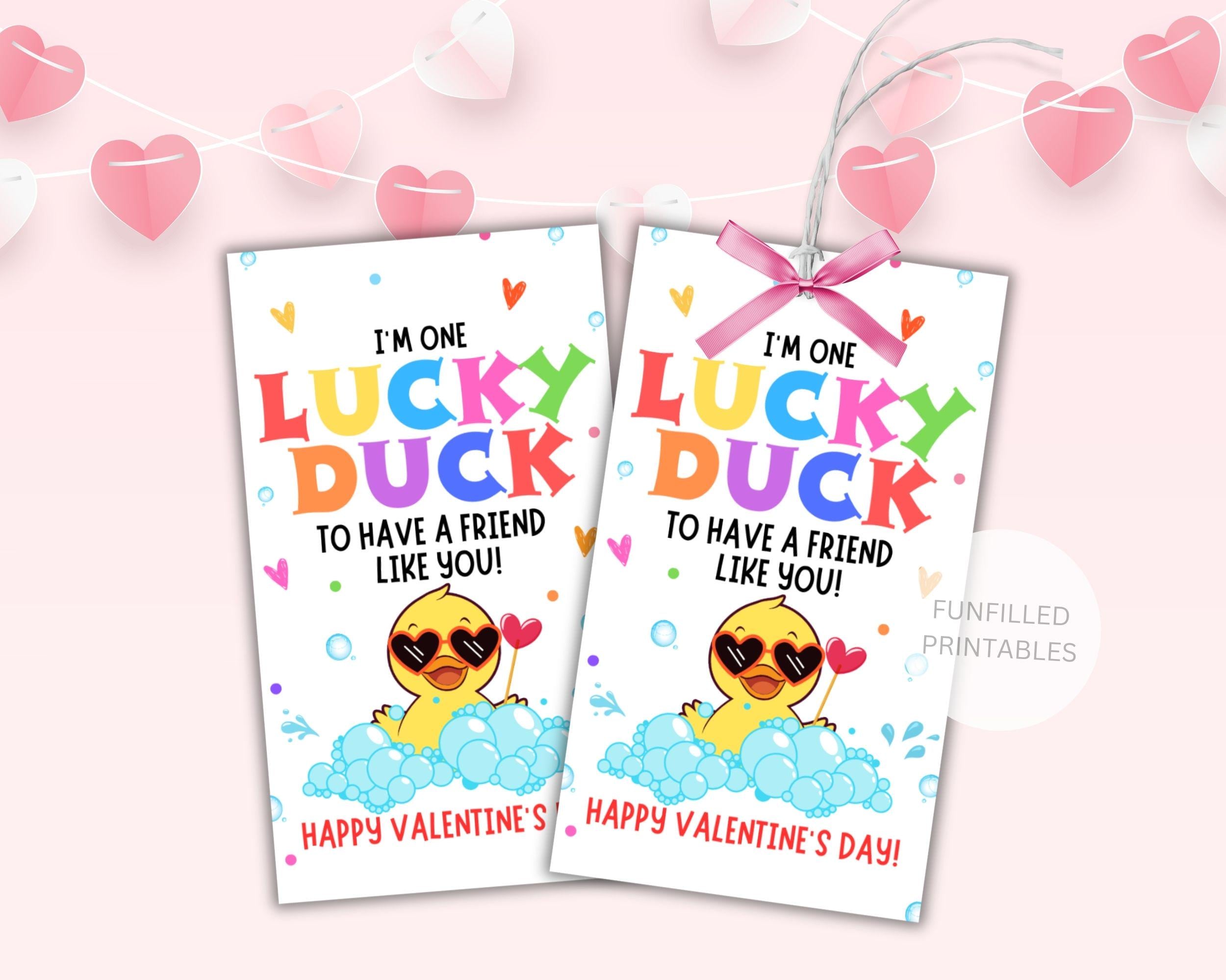 One Lucky Duck Valentines Tag, Valentines Rubber Duck Tag, Kids ...