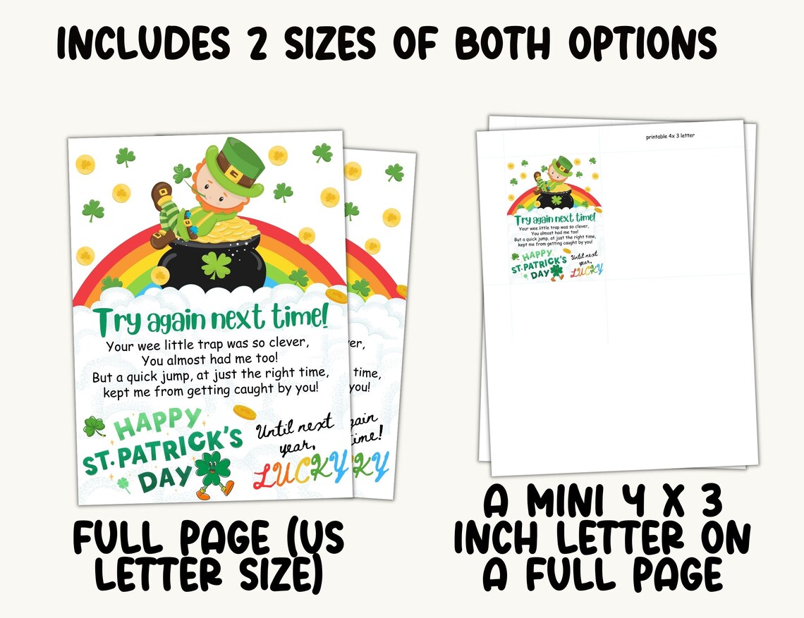 Printable Leprechaun Letter, Leprechaun Trap Note, St Patricks Day ...