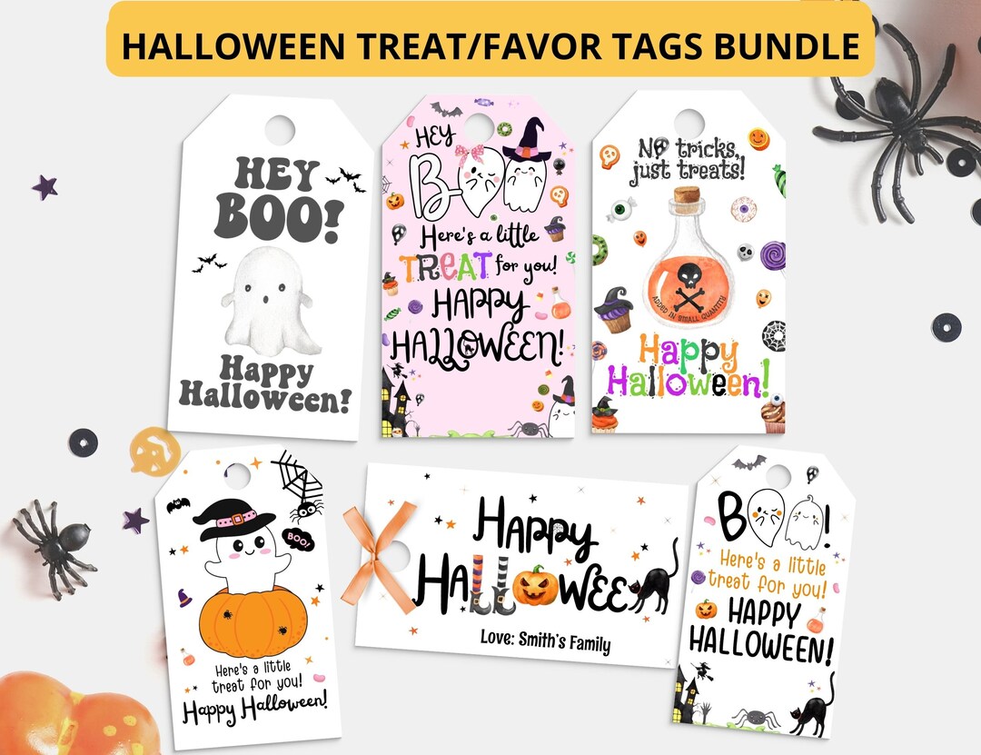 Halloween Favor Tags Printable Halloween Tags, Trick or Treat Tags, Boo ...