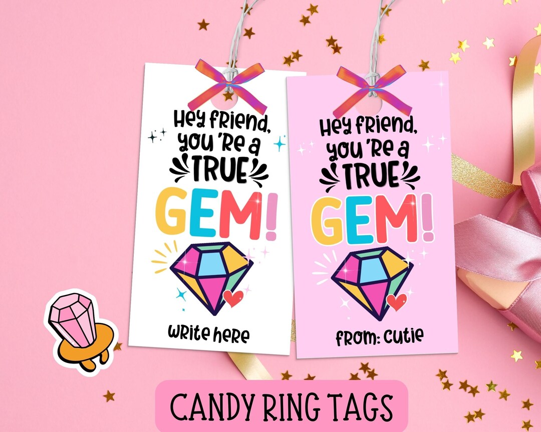 Kids Valentine Candy Gem Tag, Classroom Valentines Gift Tag, You're a ...