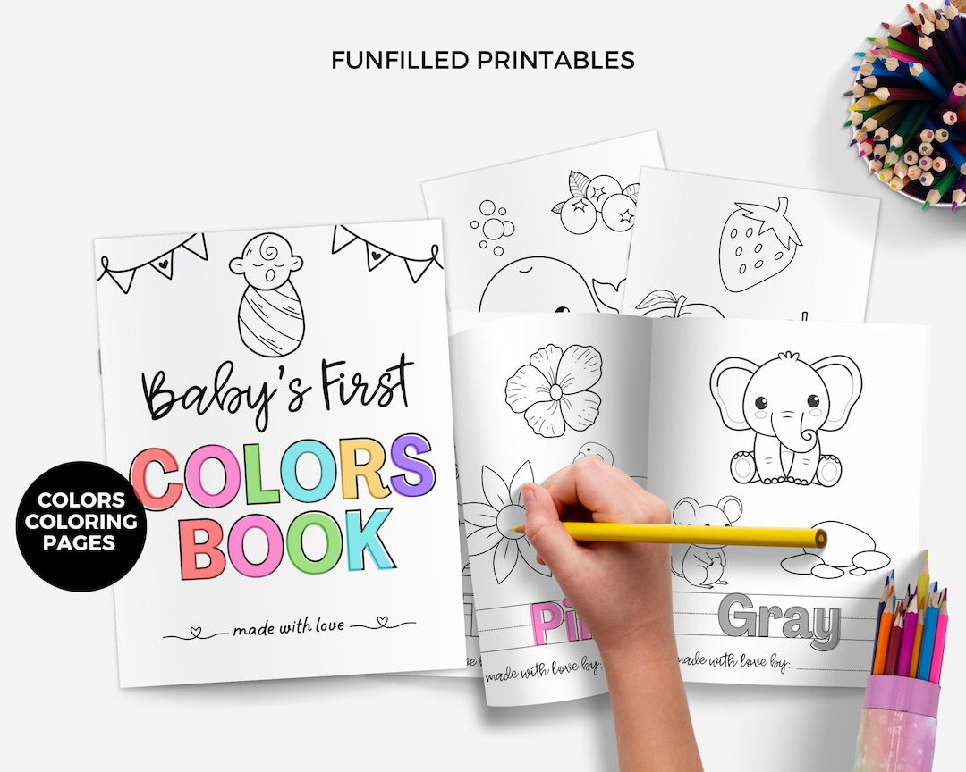 Baby's First Colors Baby Shower Coloring Book, Baby Color Book, Baby's ...