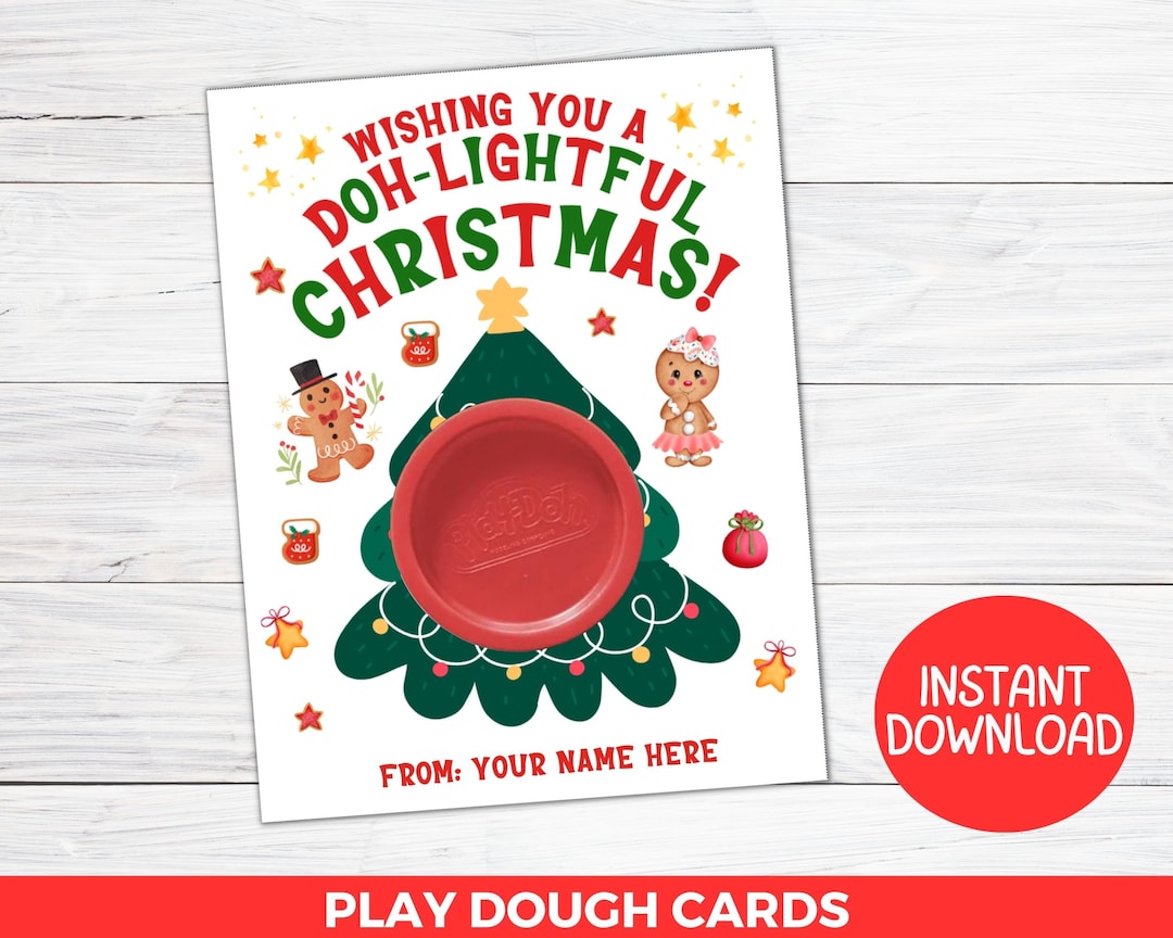 Christmas Play Dough Card, Play Dough Holder, Christmas Classroom Favor ...