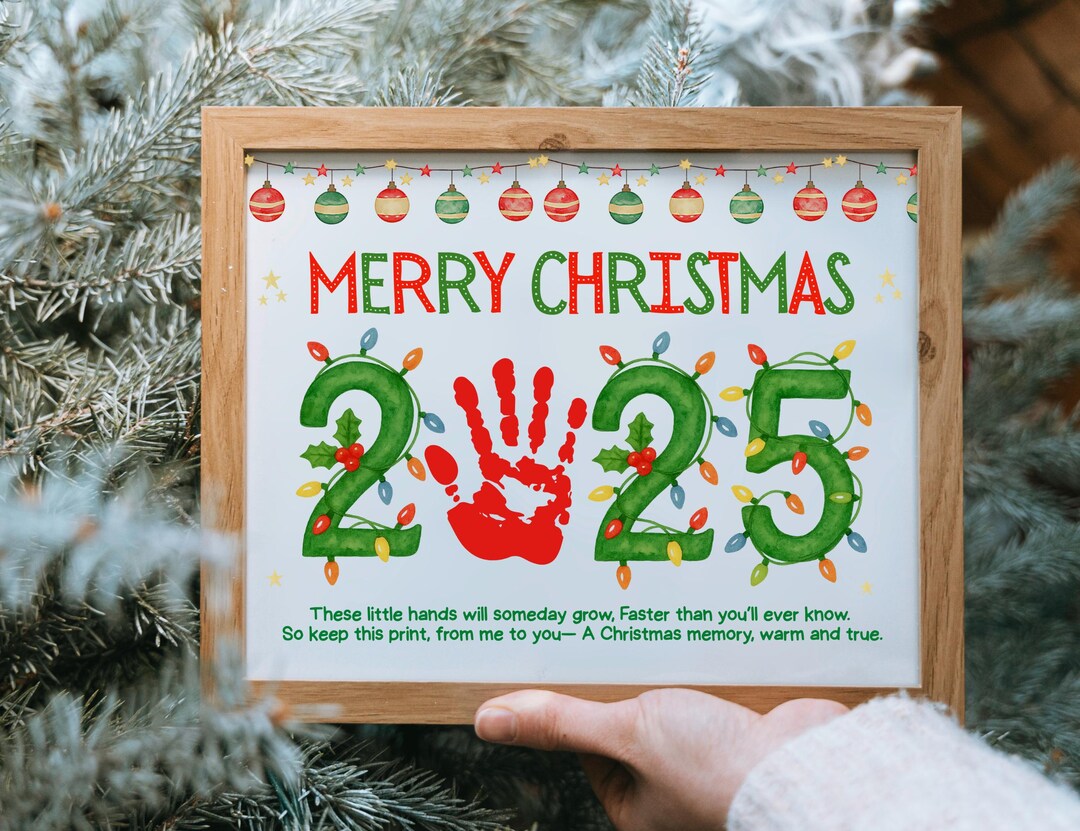 2025 Christmas Handprint Art Printable With Poem, Christmas Keepsake ...