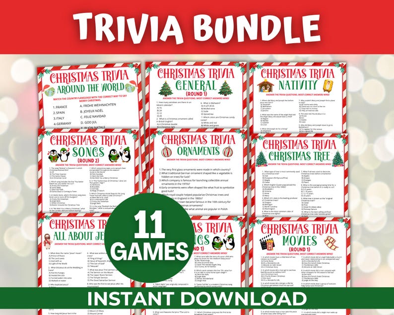 Christmas Trivia Games Printable Christmas Games for Adults, Work ...