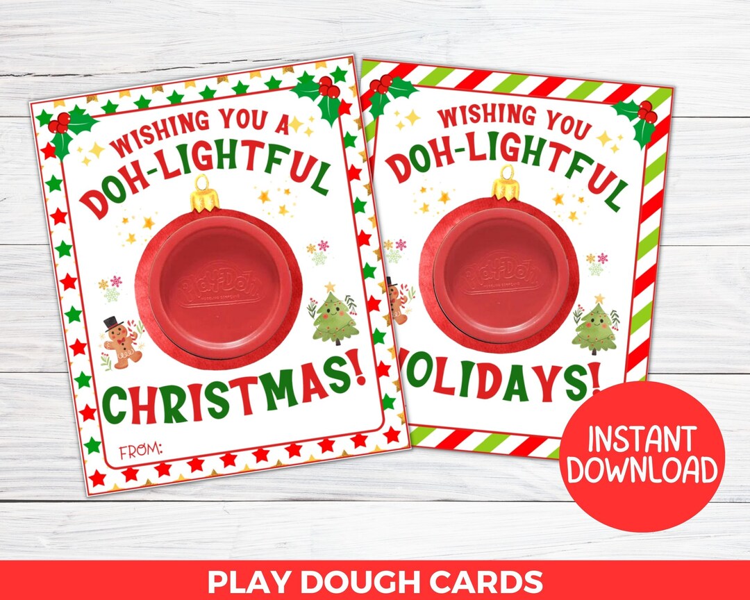 Christmas Play Dough Card Printable, Play Dough Holder, Classroom Favor ...