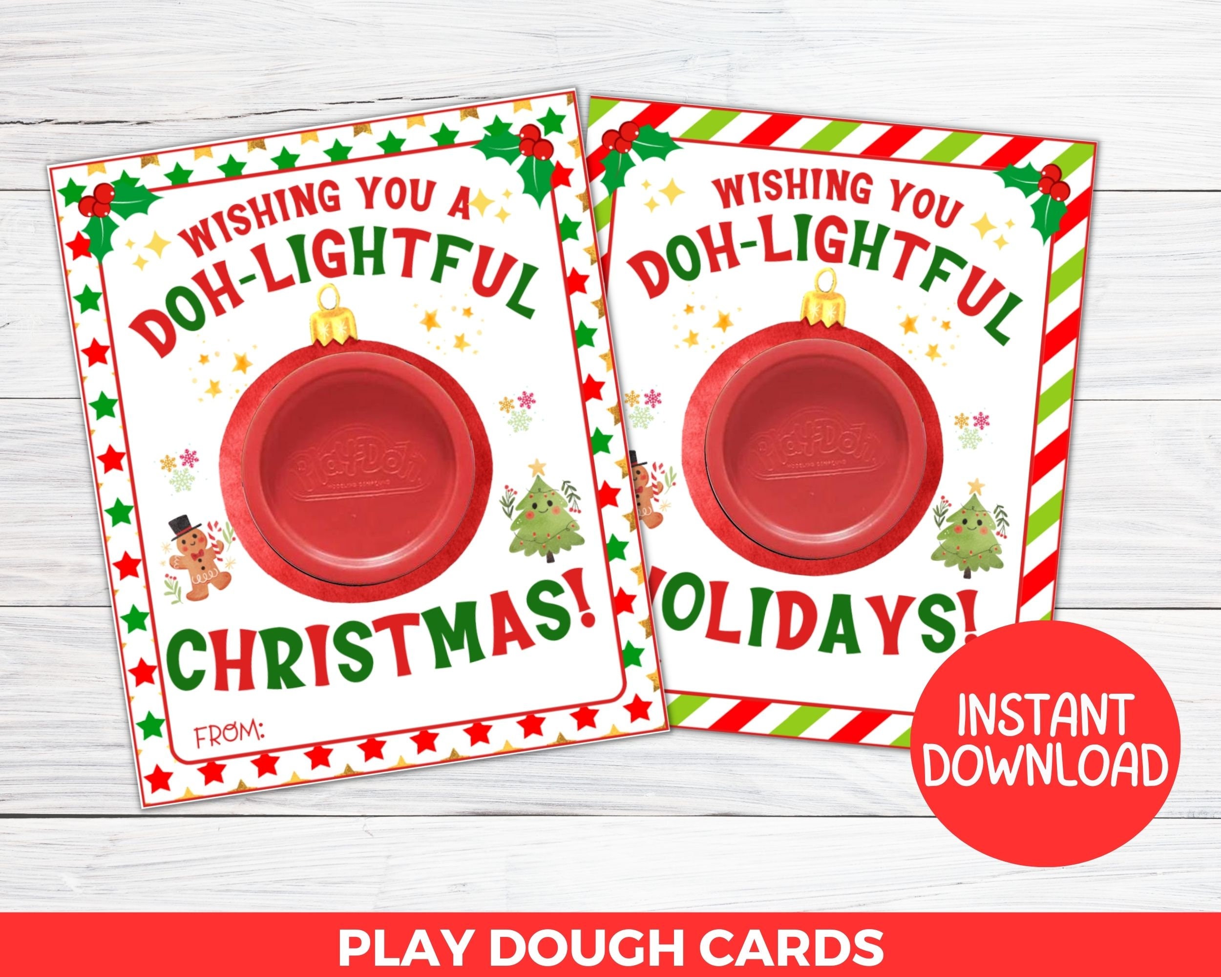 Christmas Play Dough Card Printable, Play Dough Holder, Classroom Favor ...