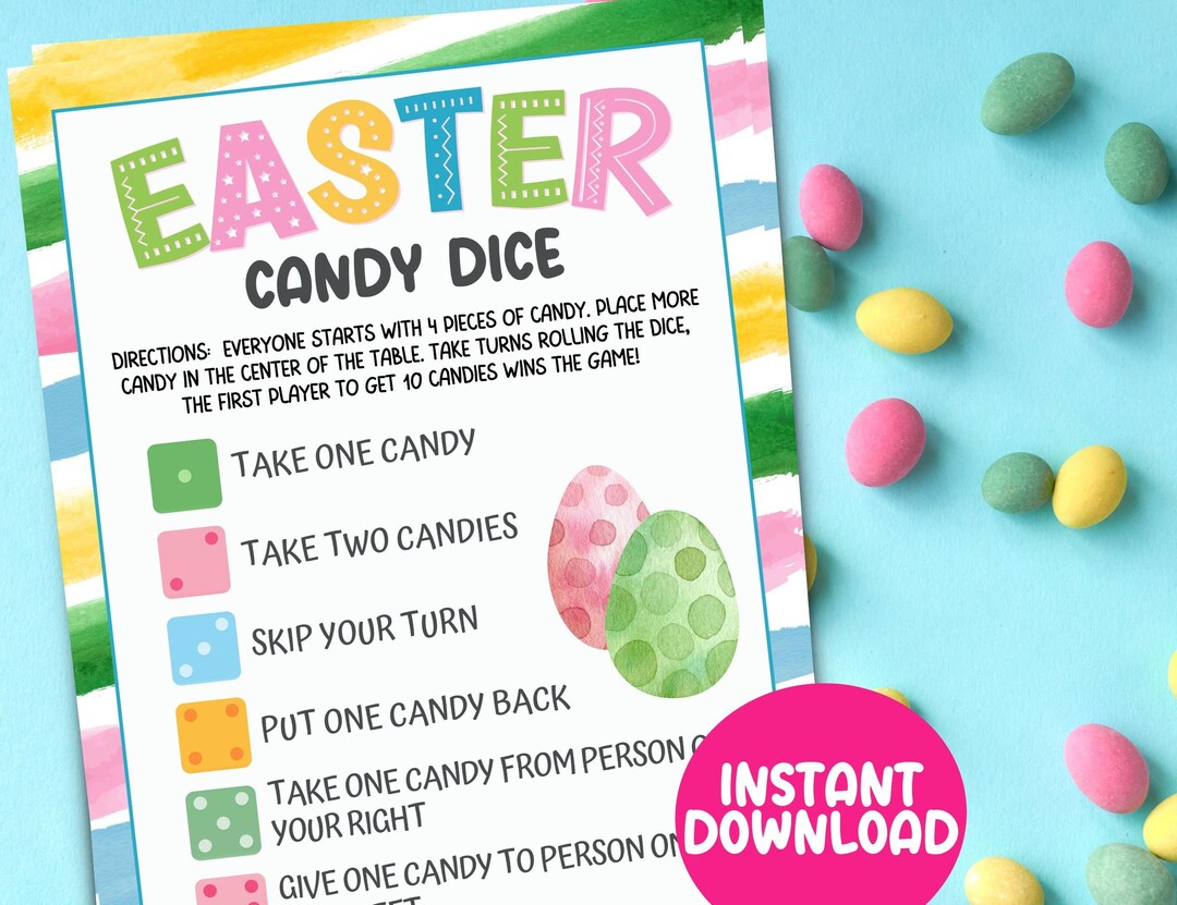 Easter Candy Dice Game, Printable Easter Dice Game, Easter Games, Kids ...