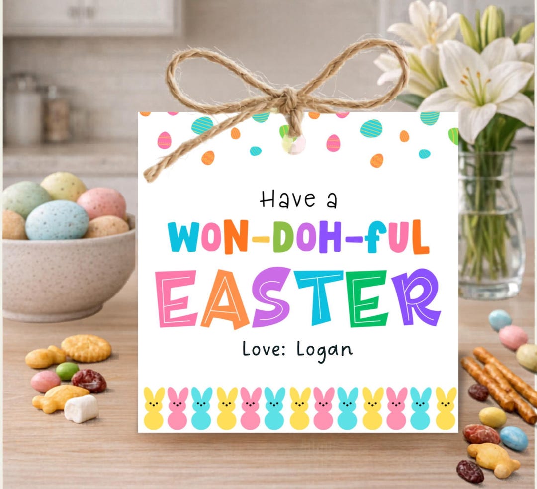 Printable Easter Play Dough Tags, Won-doh-ful Easter Play Dough Favor ...