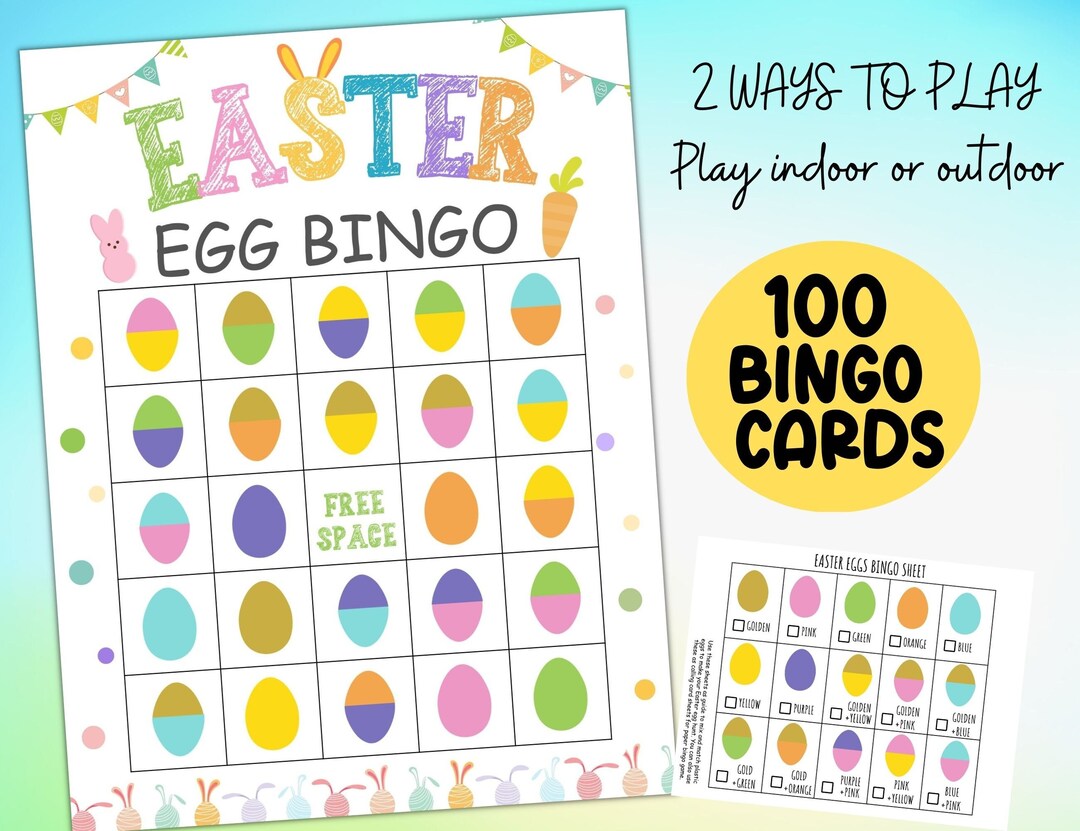 Easter Bingo, Easter Egg Bingo Game for Kids, Easter Games for Adults ...