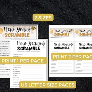 New Years Word Scramble Game Printable, New Years Eve Party Game for ...
