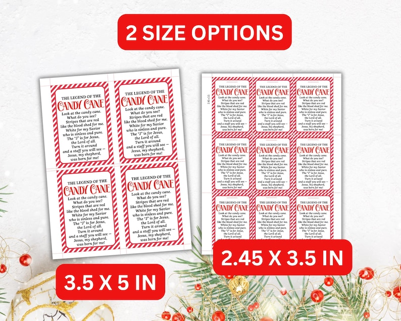 Legend of the Candy Cane Printable Tag, Kids Christian Treat Tag- Candy ...