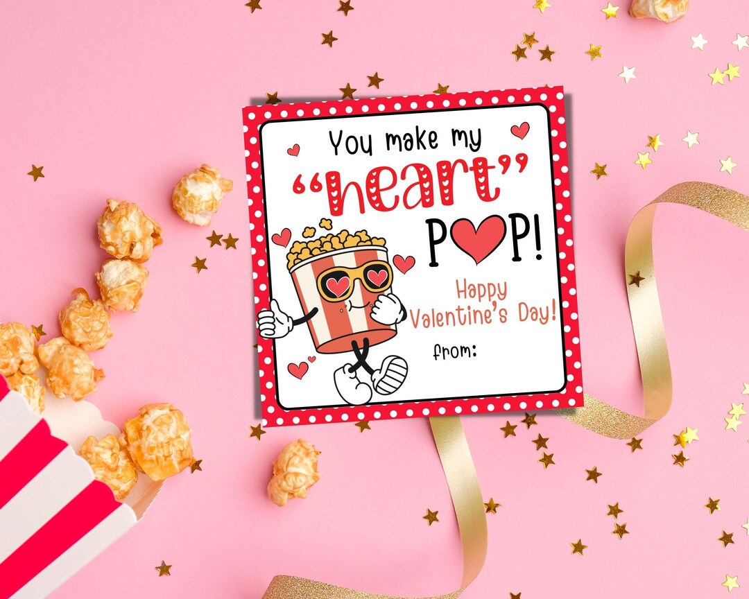 Popcorn Valentines Day Tag, Valentines Popcorn Tag, Pop It Valentines ...