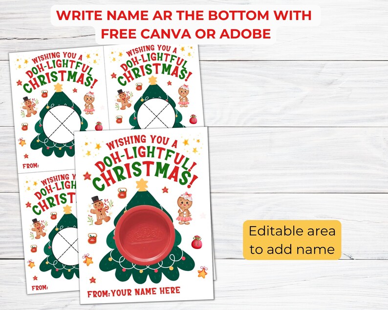 Christmas Play Dough Card, Play Dough Holder, Christmas Classroom Favor ...