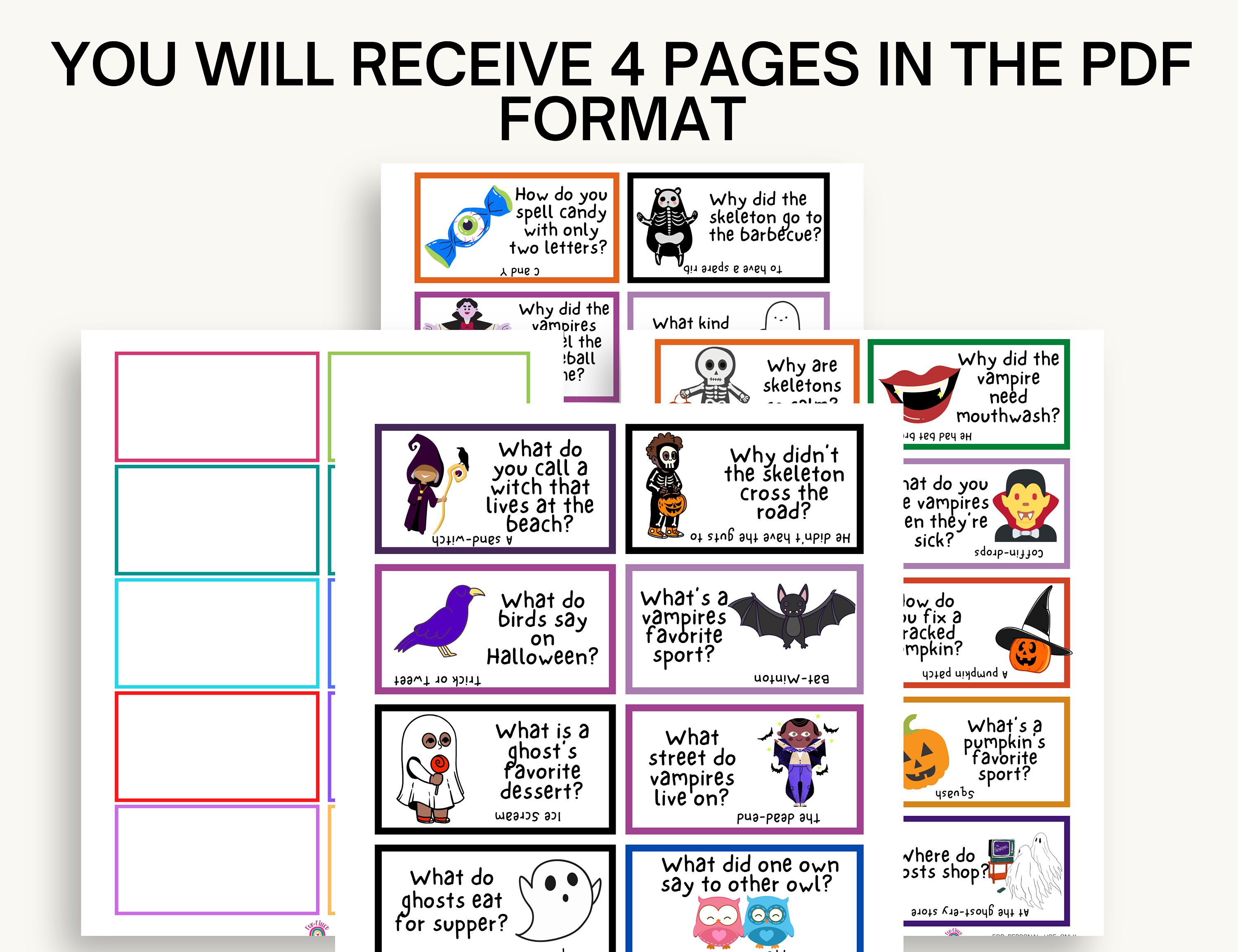 Halloween Lunch Box Jokes, Lunch Box Notes for Kids, Printable Lunch ...