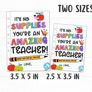 Supply Teacher Appreciation Tag, Teacher Supplies Gift Tag, School ...